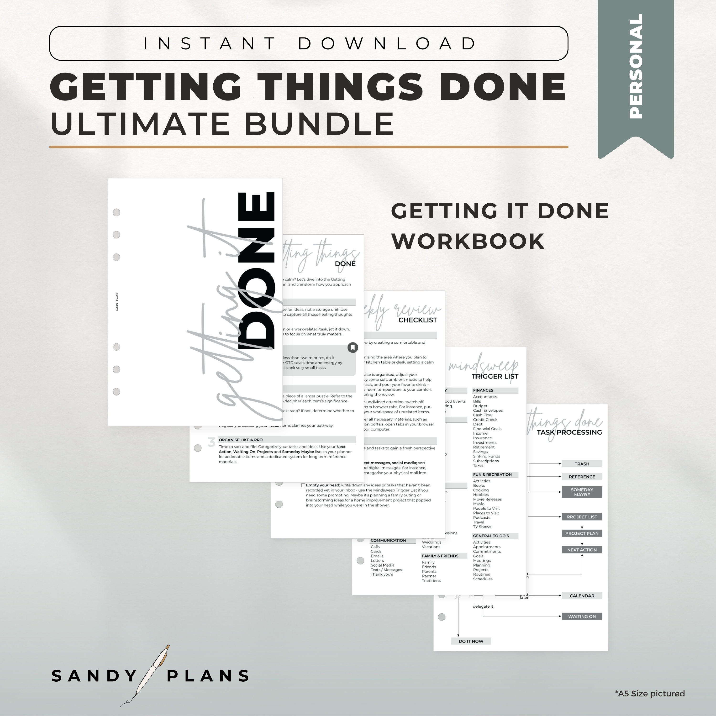 Ultimate Getting Things Done Bundle | PERSONAL | PRINTABLE Planner ...