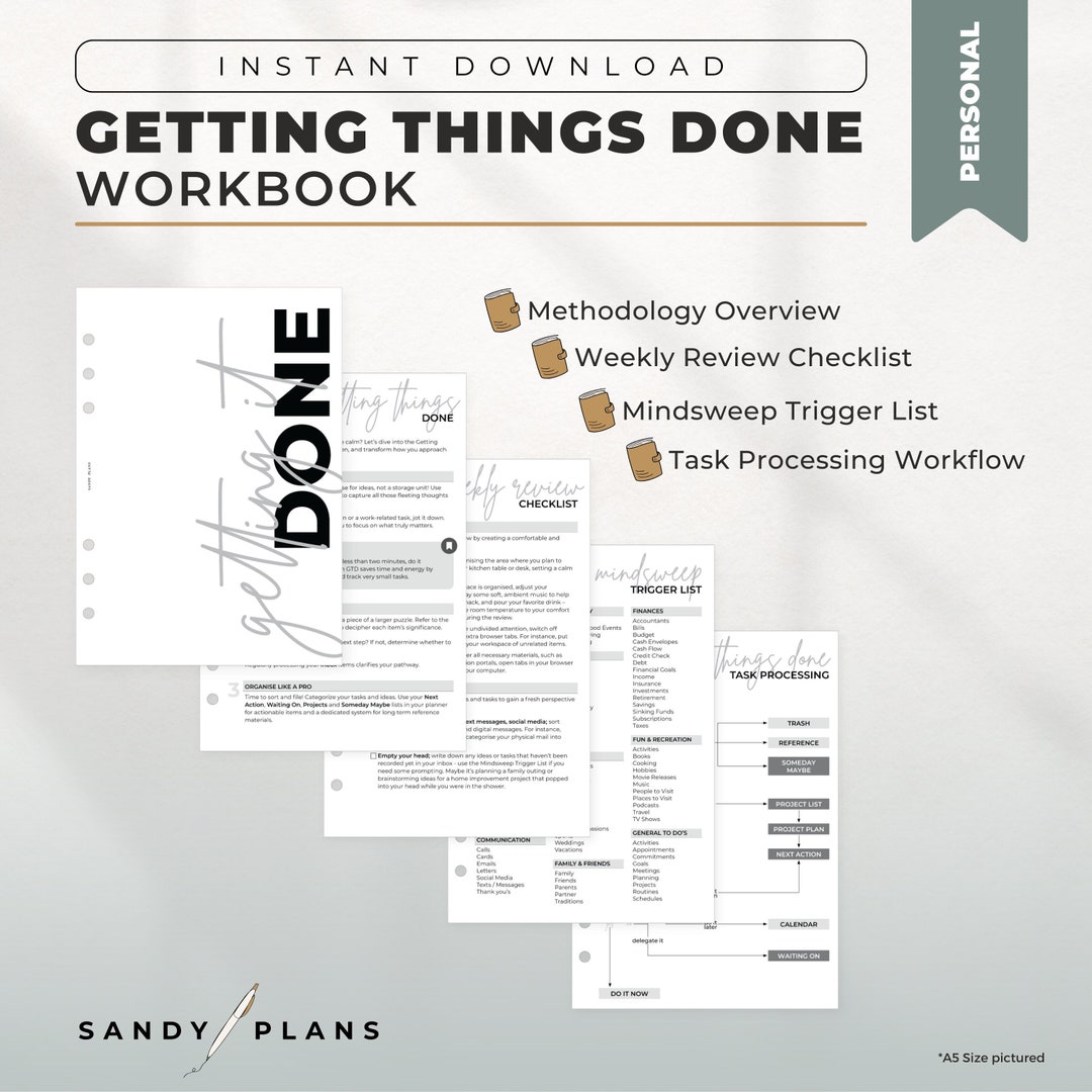 Getting Things Done Workbook | PERSONAL | PRINTABLE Planner Insert ...