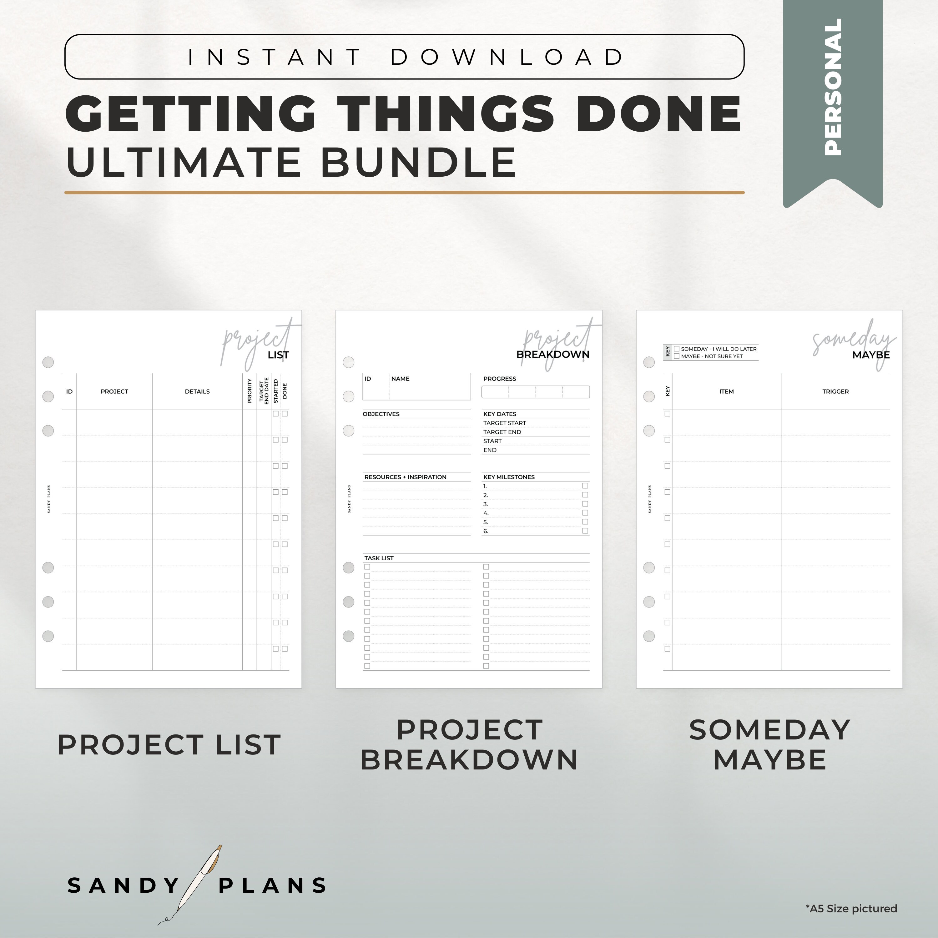 Ultimate Getting Things Done Bundle | PERSONAL | PRINTABLE Planner ...