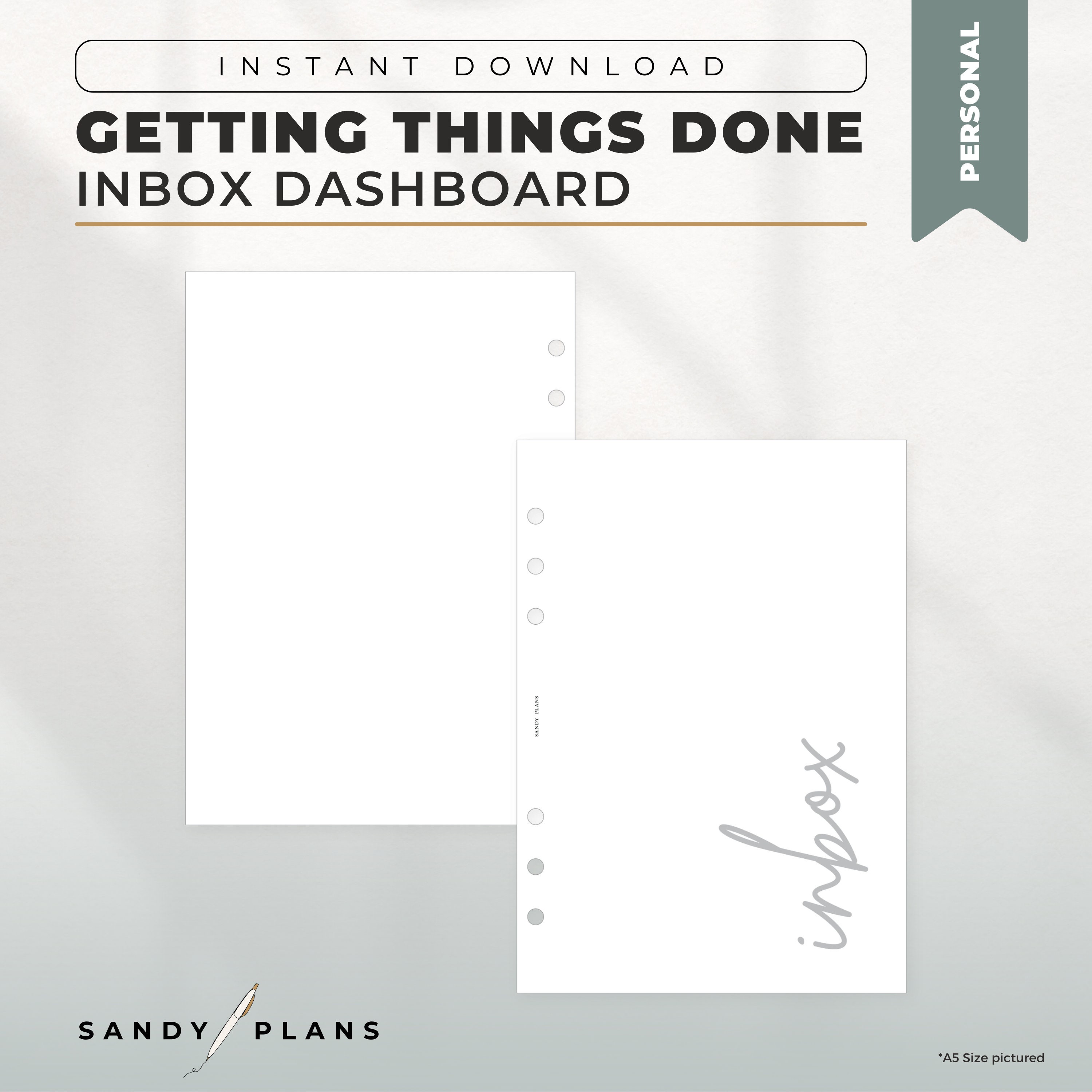 GTD Inbox Dashboard | PERSONAL | PRINTABLE Planner Insert ...