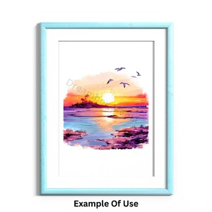 50 Sunset Clipart, Sunset SVG PNG, Commercial Use, Watercolor Beach ...