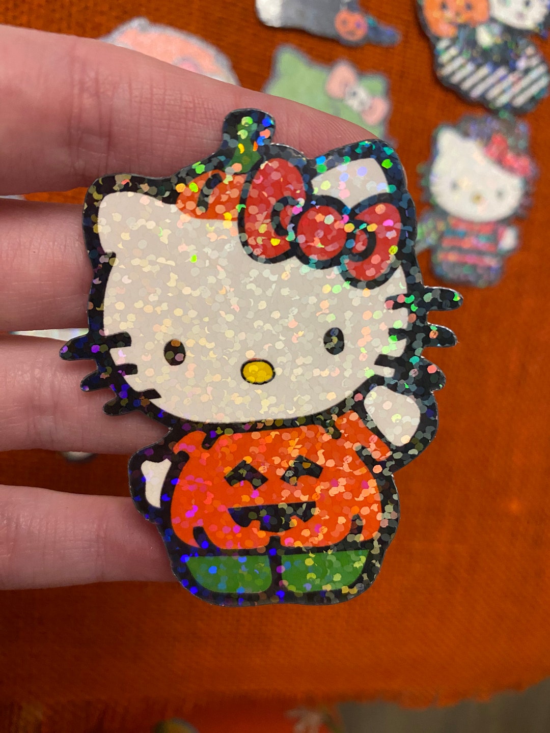 Hello Kitty Halloween Die Cut Glitter Laminated Sticker - Etsy
