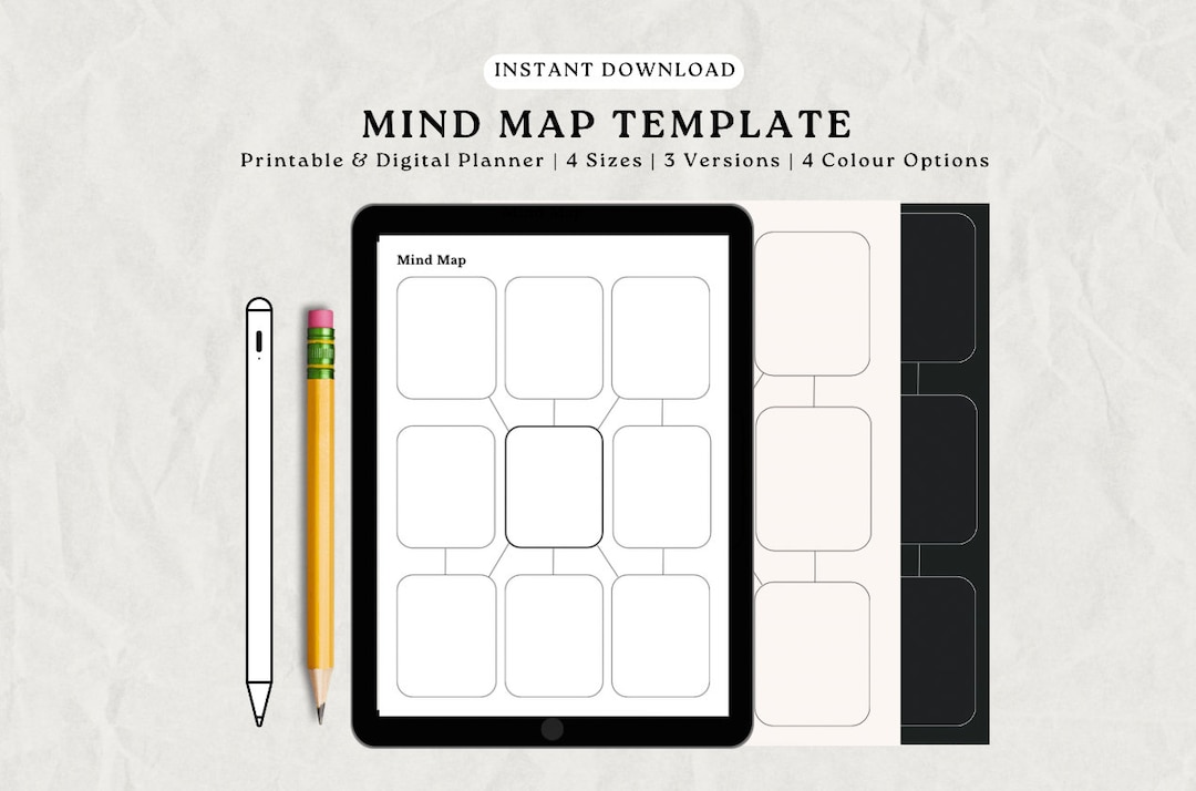 Printable Mind Map Template | A4/a5/letter Sizes | 4 Colours | Instant ...