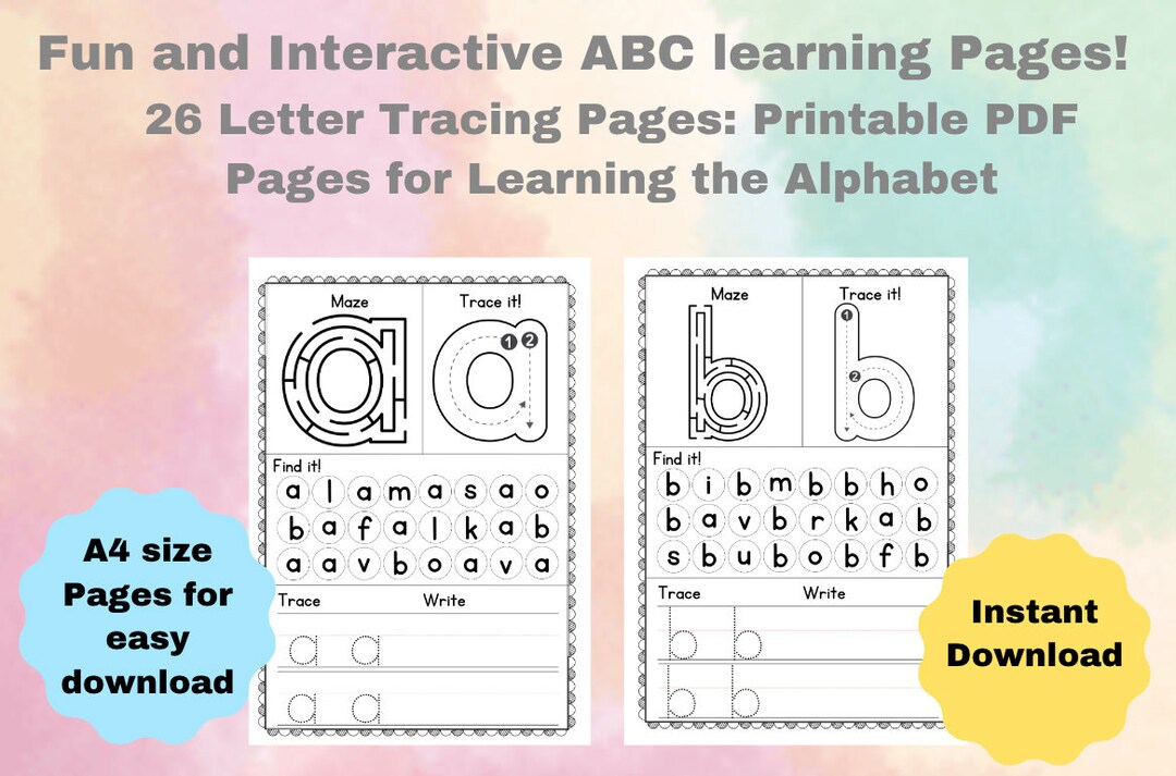 Printable Alphabetical Tracing Sheets | Instant Download | PDF Digital ...
