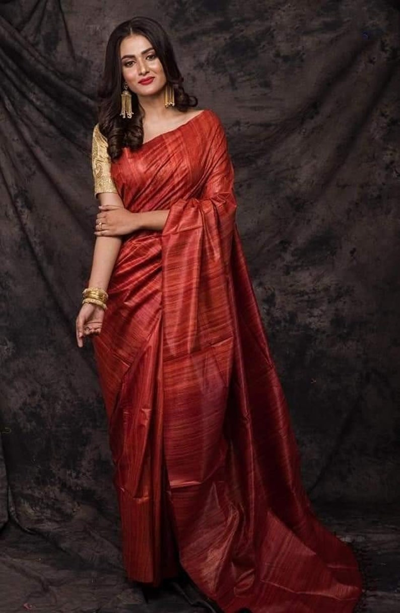 Rust Color Hand Woven Pure Silk Saree for Any Wedding, Festival for ...