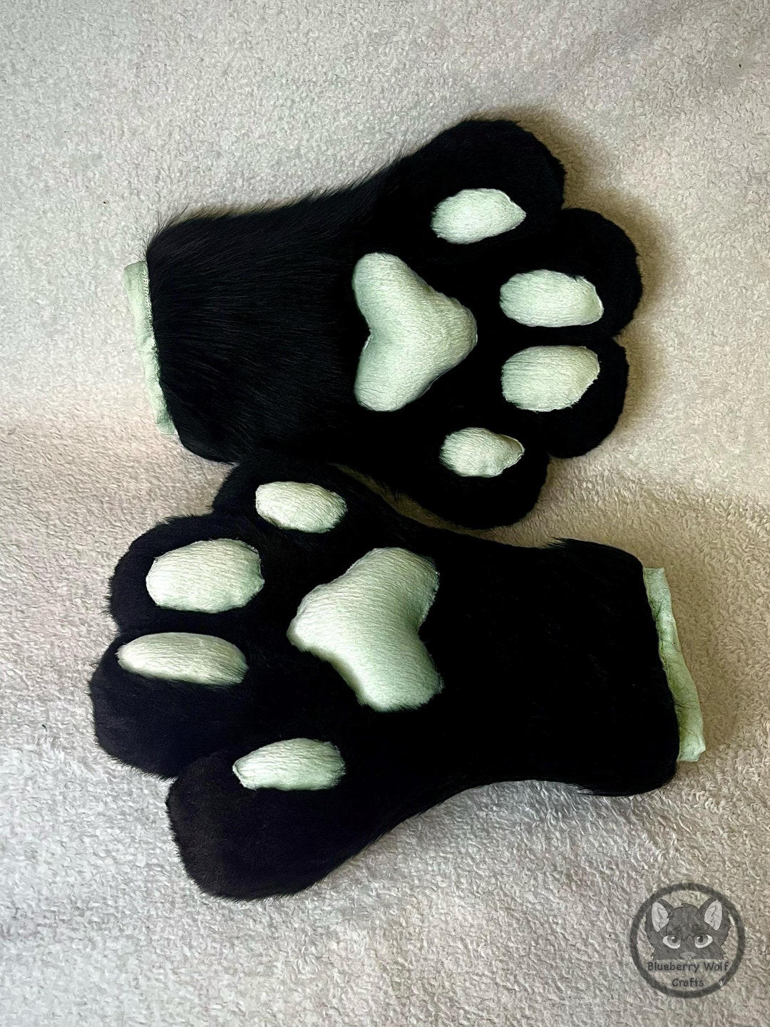 Premade Fursuit Handpaws Black Faux Fur Handpaws Fursuit Paws Four ...