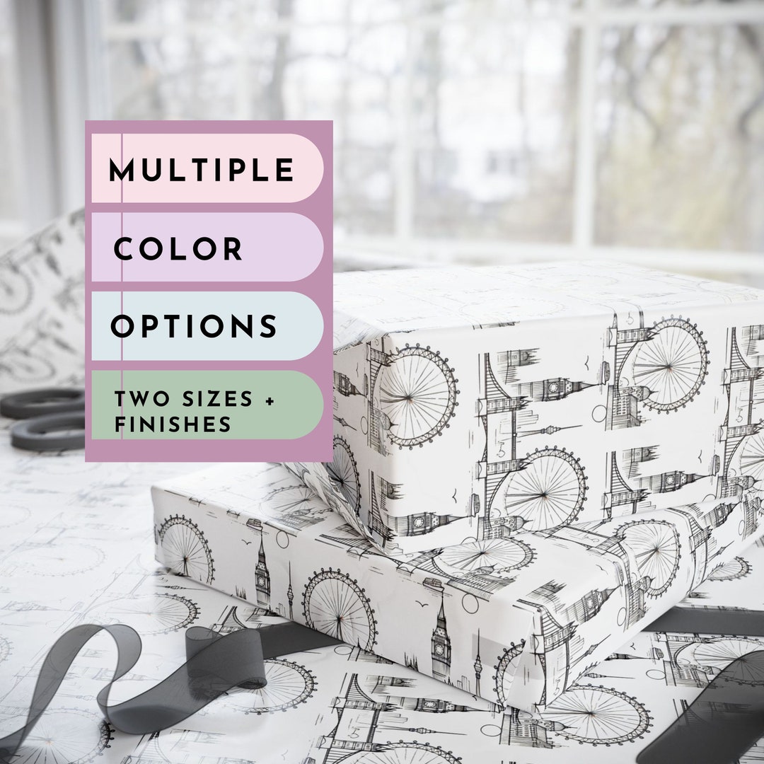 Black and White London Wrapping Paper, London Gift Wrap Roll, Holiday ...