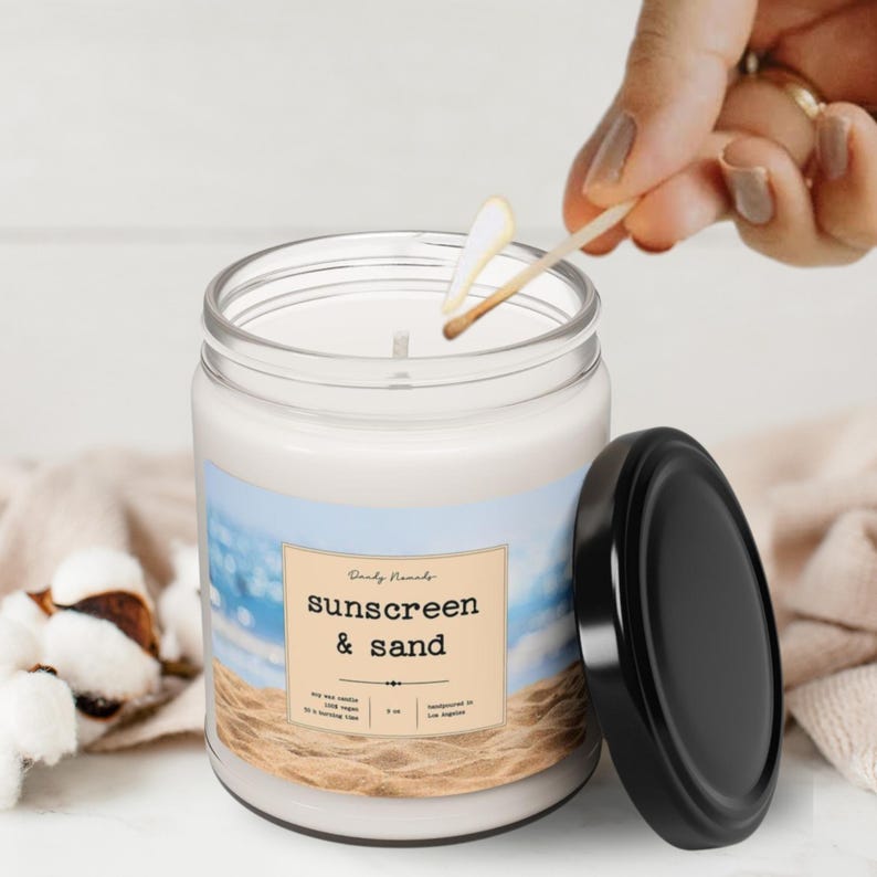 Summer Scented Candle, Summer Coastal Decor, Gift for Her, Sunscreen ...