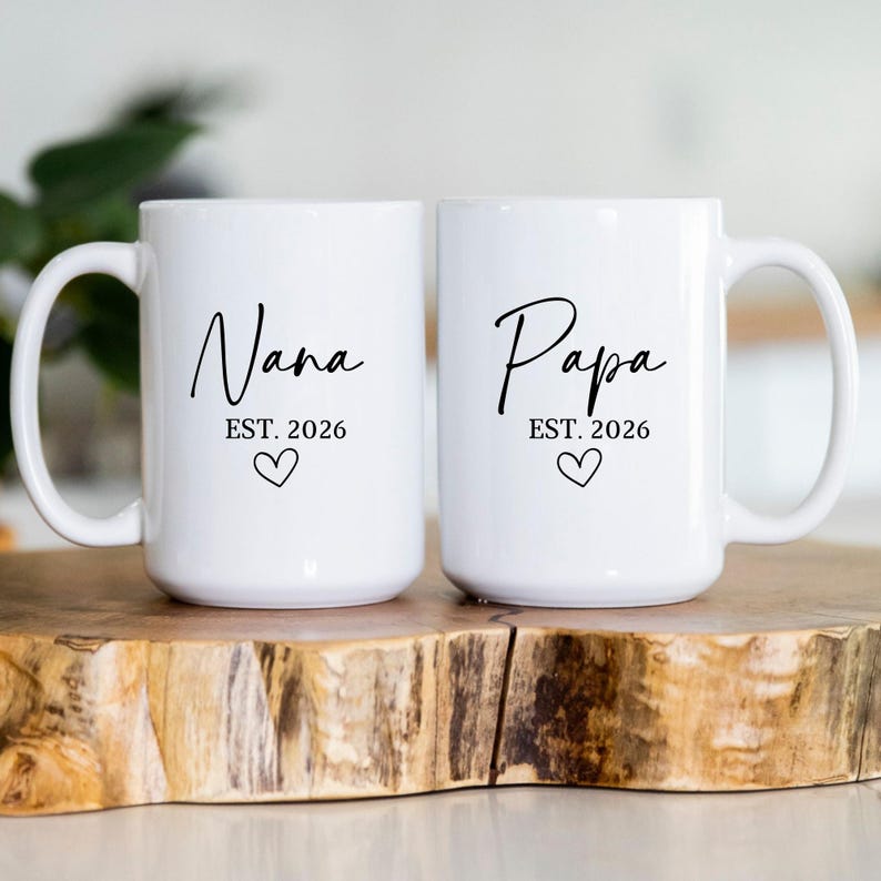 Nana and Papa Gift, Custom Coffee Mug Set Gift for Grandparents From ...