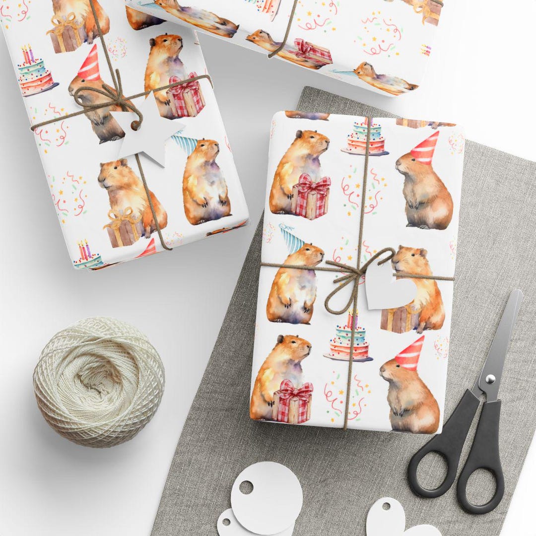 Capybara Birthday Gift Wrap, Cute Animal Wrapping Paper Rolls, Kids ...
