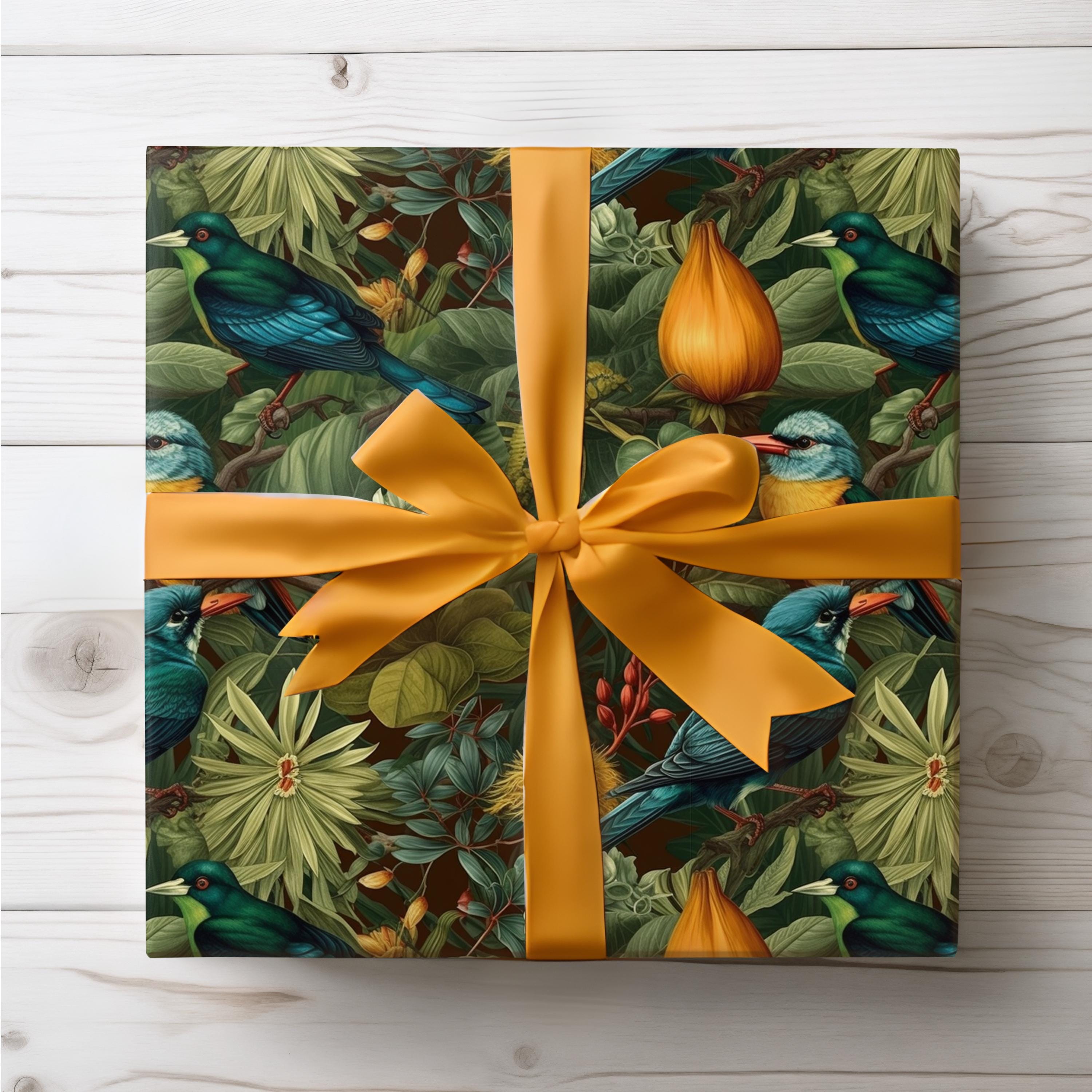 Jungle Theme Gift Wrap With Birds, Wrapping Paper for Nature Lover ...