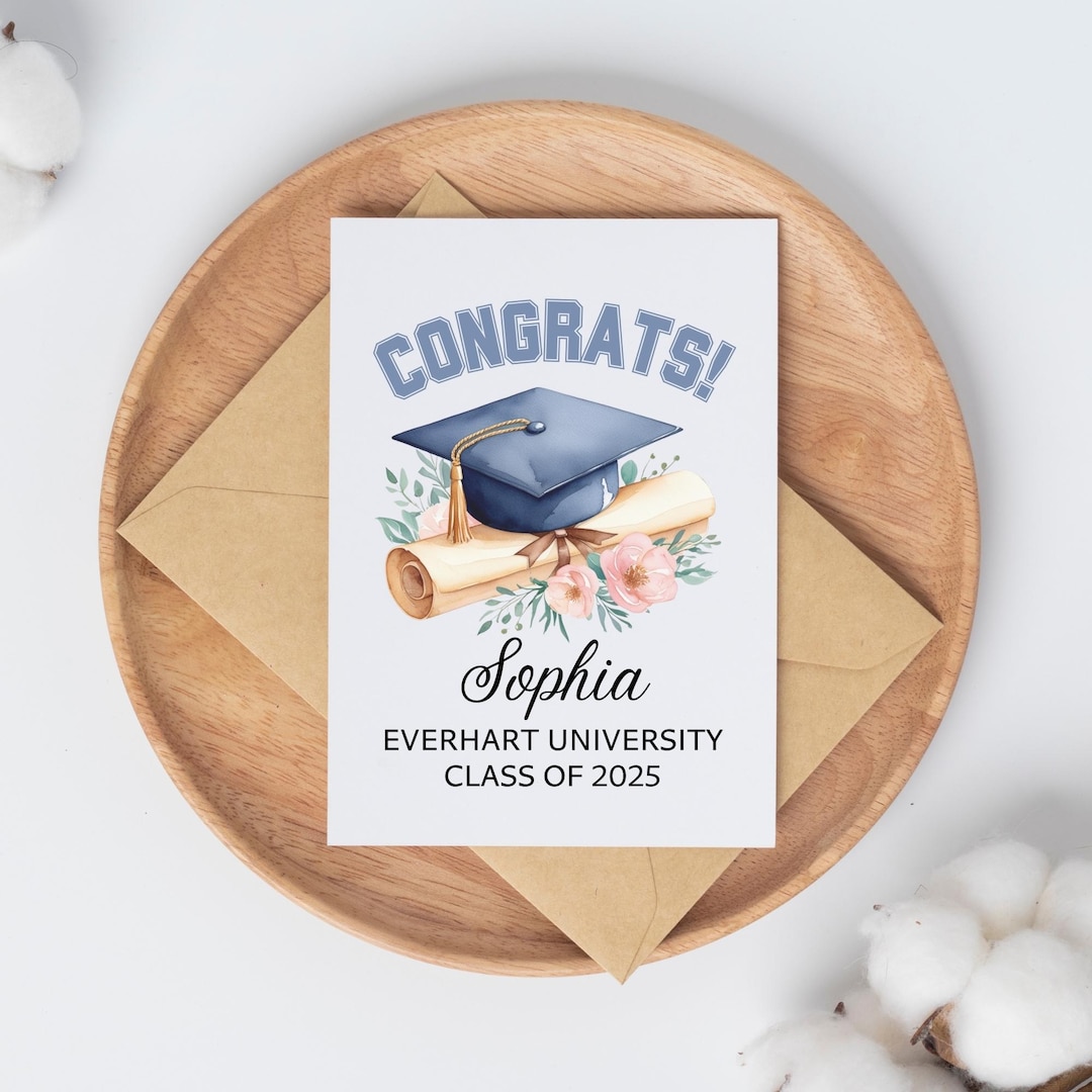 Custom Graduation Card With Envelope, Greeting Card for College ...