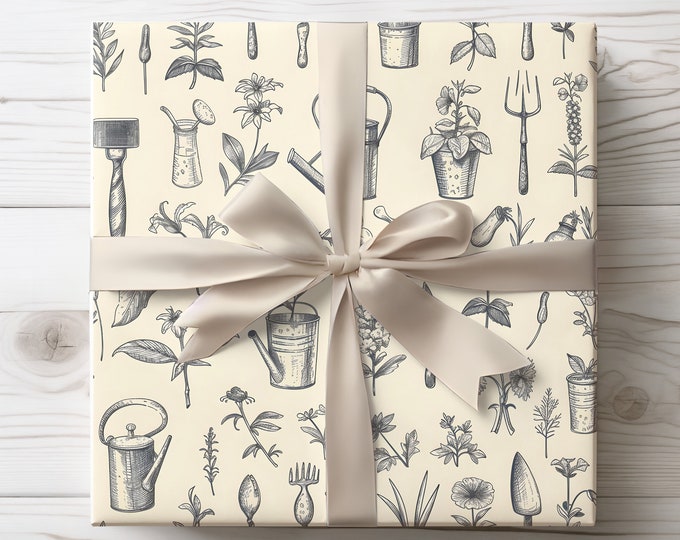 Gardening Wrapping Paper Roll and Sheets Garden Birthday Party Supplies ...