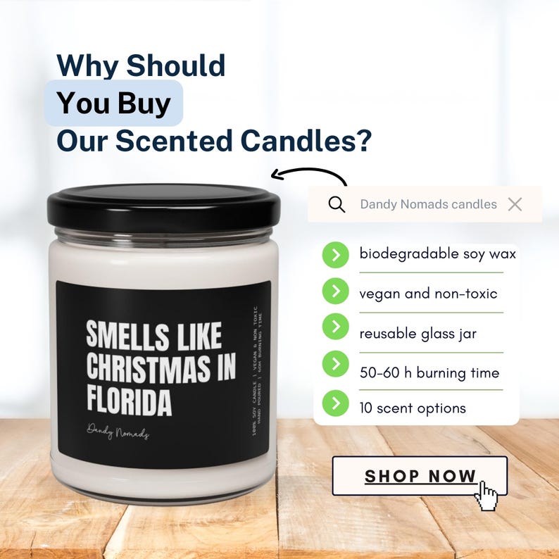 Christmas in Florida Candle, Florida Holiday Gift, Florida Winter ...