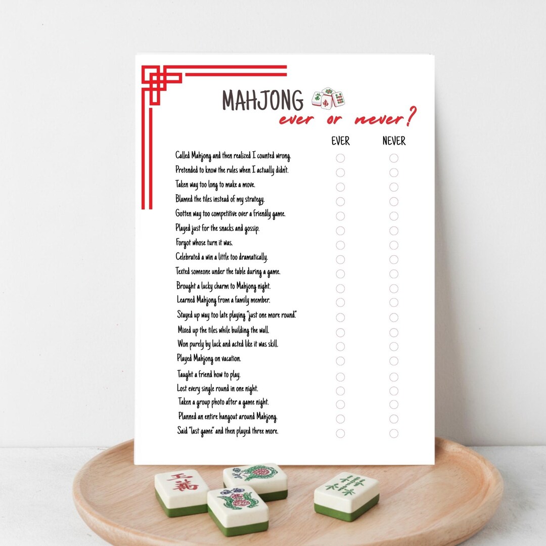 Mahjong Ever or Never, Digital Download, Printable Mah Jongg Party Game ...