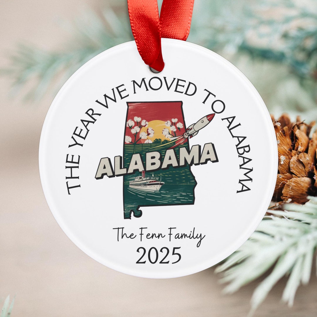 Custom State Ornament, Alabama Christmas Ornament, Moving to Alabama ...