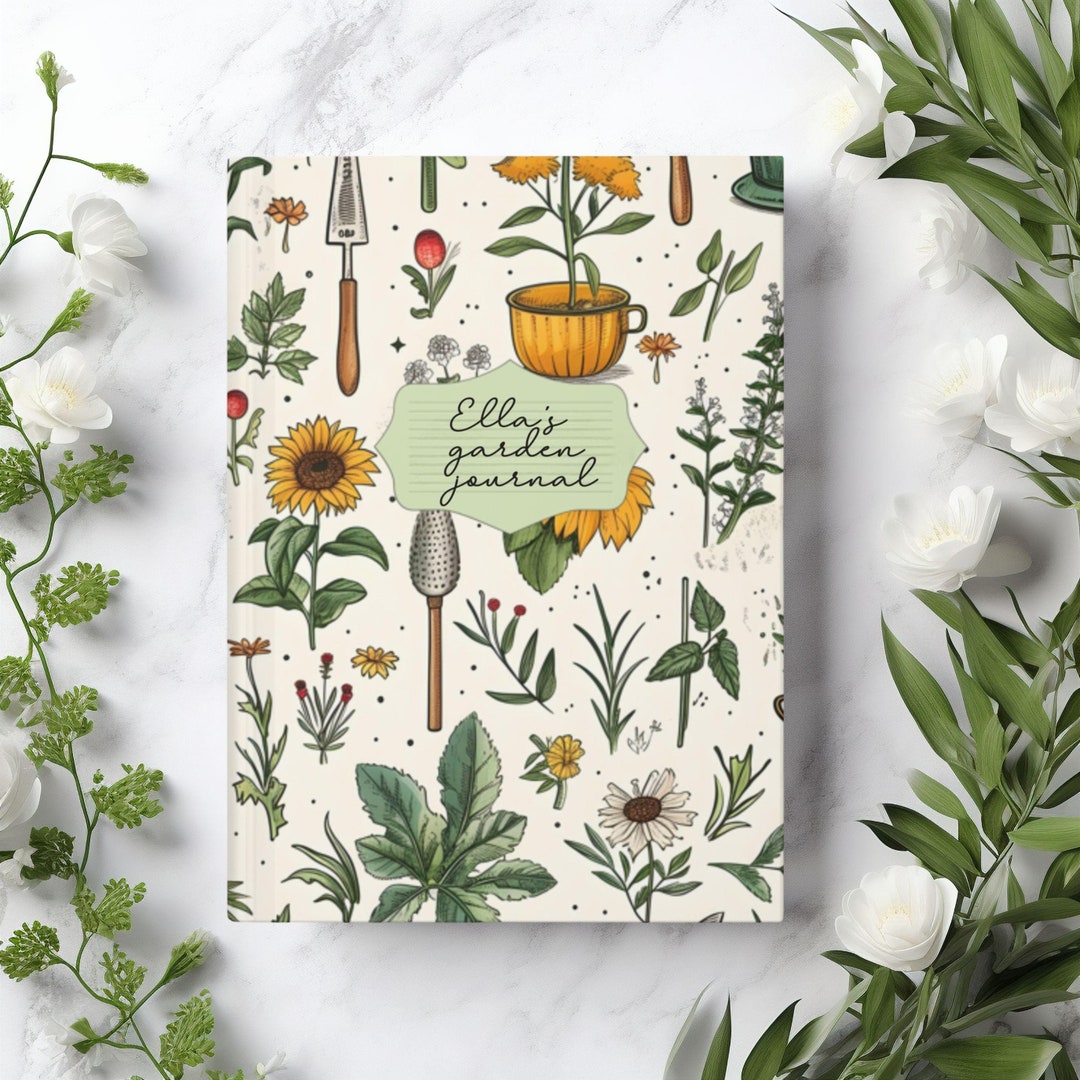 Custom Name Garden Journal, Personalized Gardener Keepsake Daily Diary ...