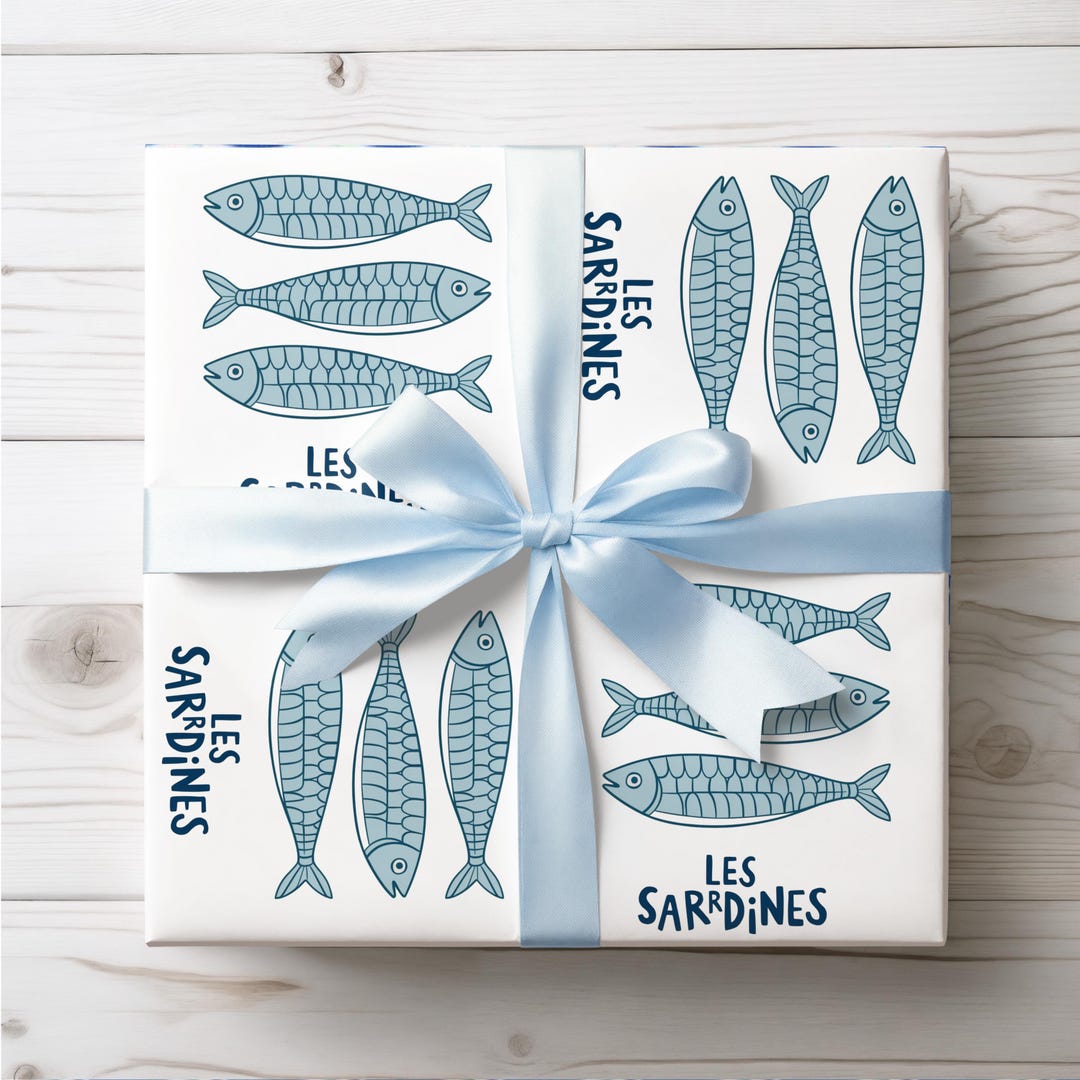 Sardines Gift Wrap, Fish Themed Wrapping Paper for Foodie, Funny Gift ...