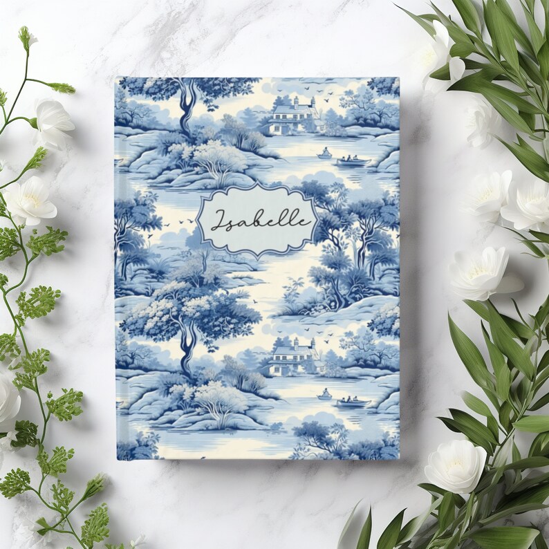 Custom Toile Pattern Journal Personalized Hardcover Notebook, Gift for ...