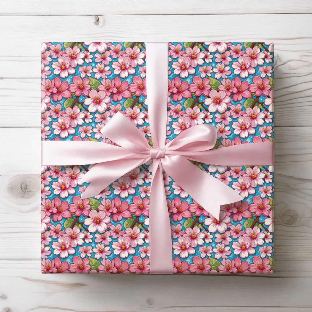 Cherry Blossom Gift Wrap, Sakura Wrapping Paper, Spring Birthday Gift ...