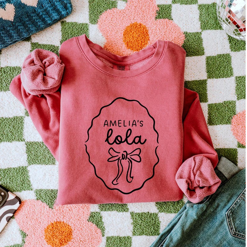 Comfort Colors Custom Lola Sweatshirt With Childerns Names, Coquette ...