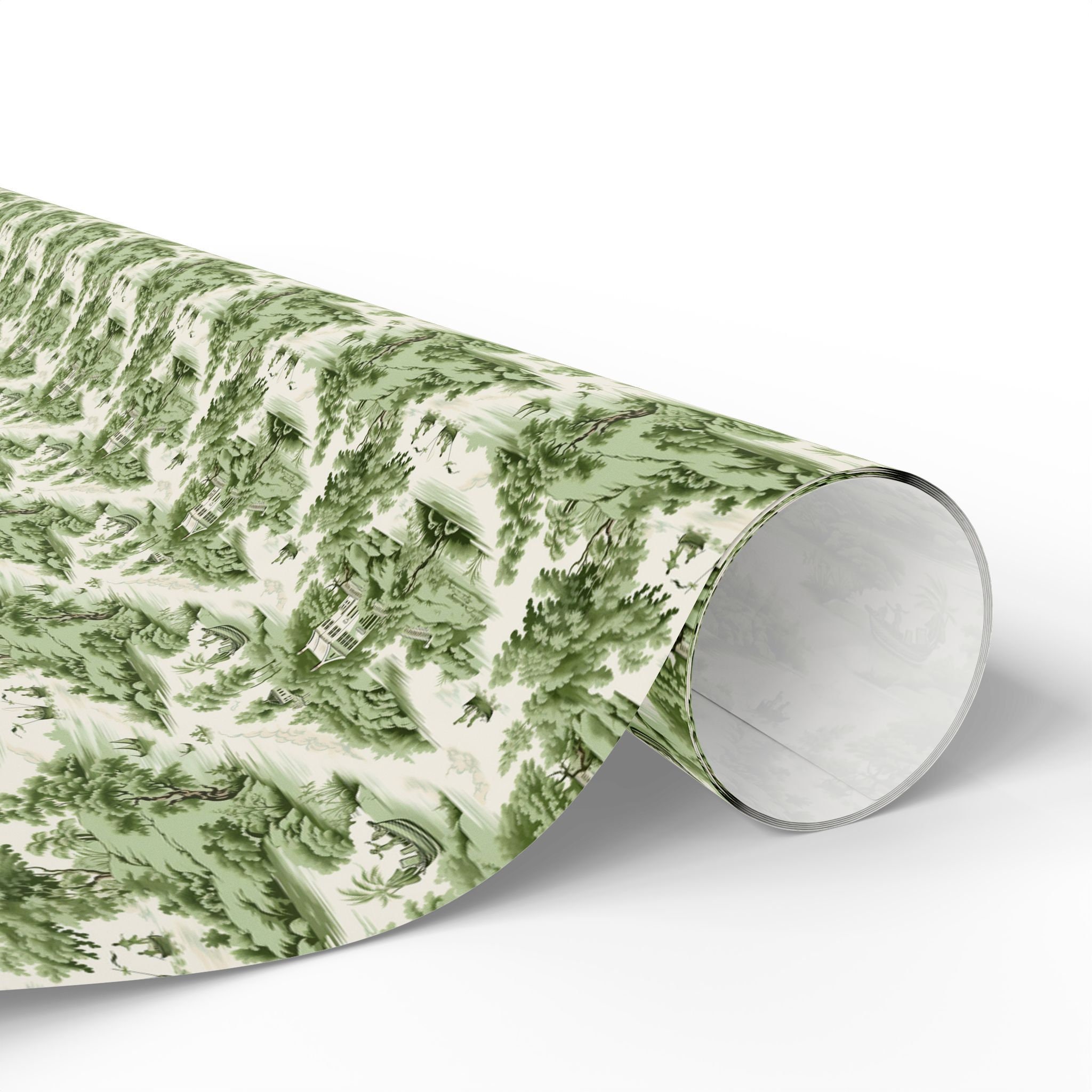 Green Toile Wrapping Paper, Chinoiserie Gift Wrap Roll, Birthday ...