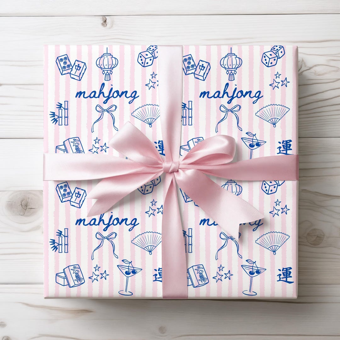 Mahjong Gifts Wrapping Paper, Mahjong Lover Gift Wrap, Mahjong Party ...