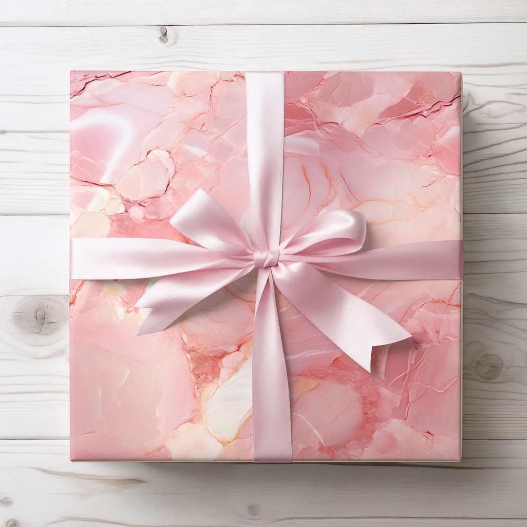 Pink Marble Gift Wrap, Birthday Wrapping Paper for Her, Holiday Gift ...