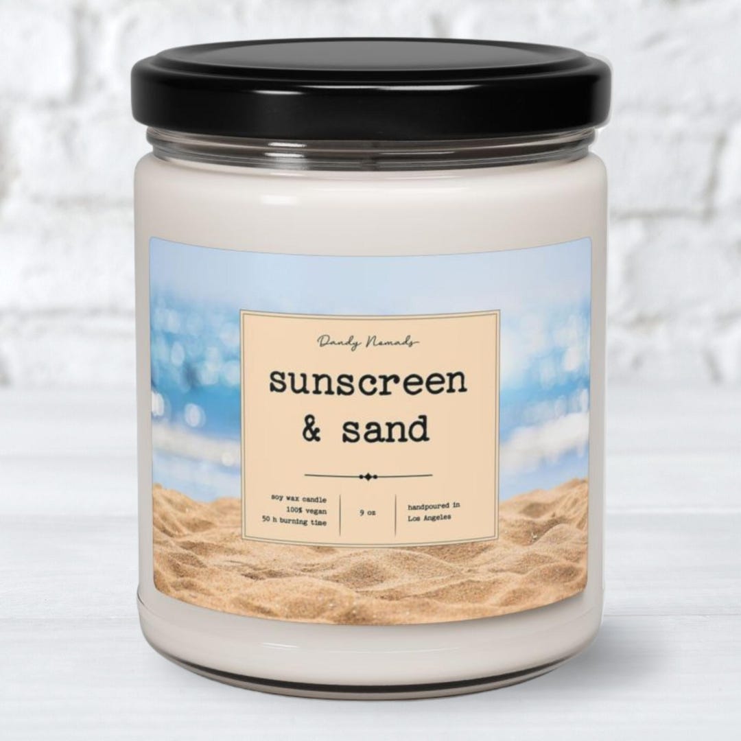Summer Scented Candle, Summer Coastal Decor, Gift for Her, Sunscreen ...