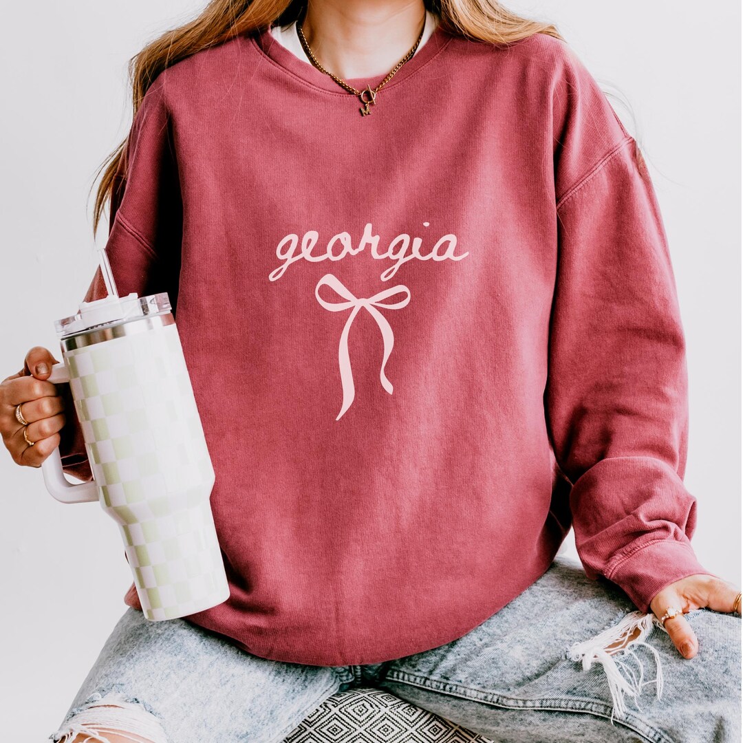 Georgia Sweatshirt, Comfort Colors Girly Coquette Bow Sweater, Southern ...