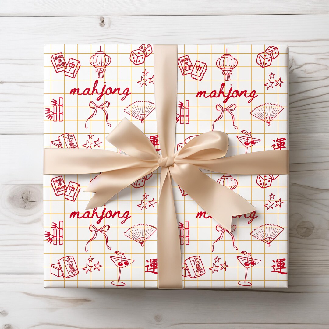 Mahjong Gift Wrap, Mah Jongg Christmas Wrapping Paper, American Mahjong ...