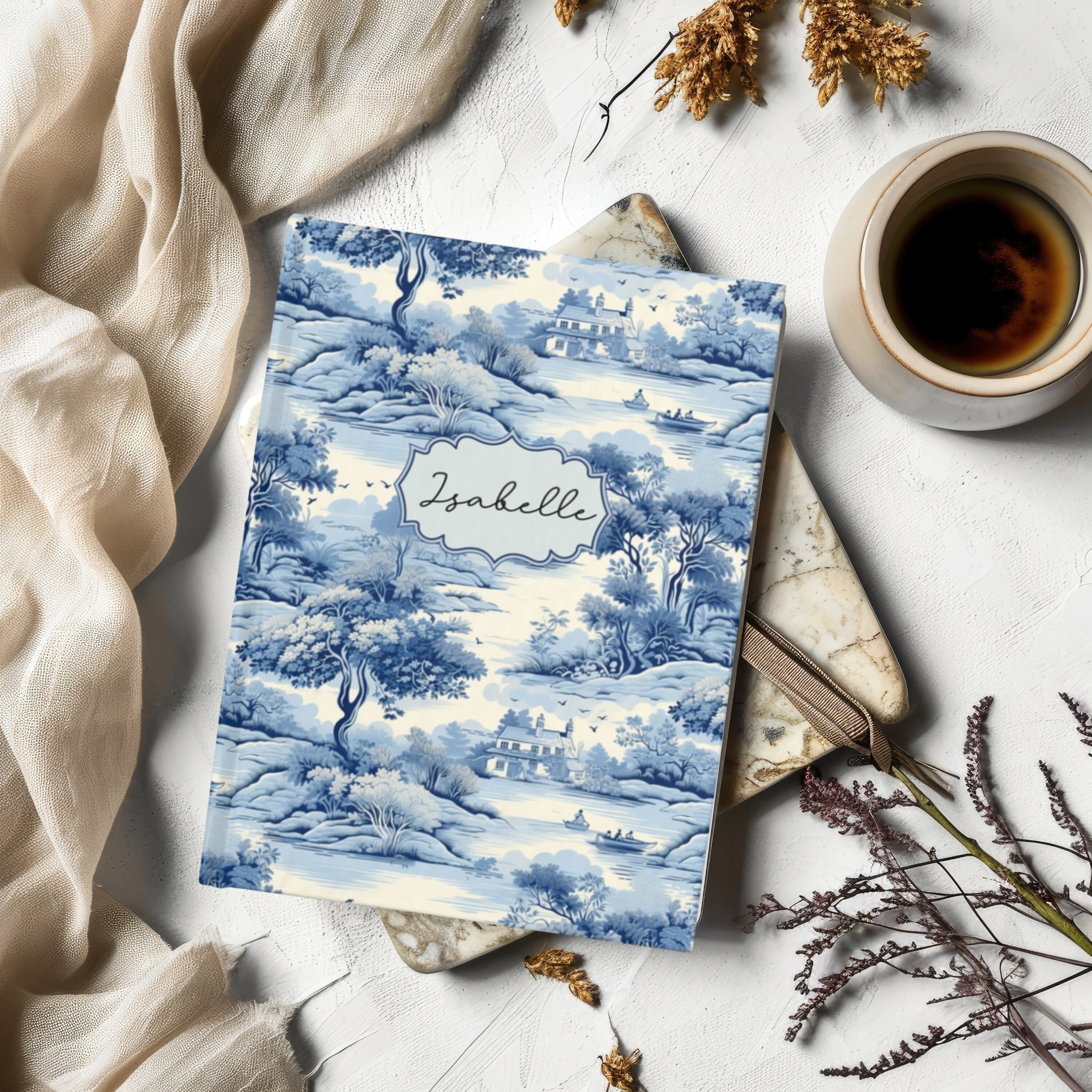 Custom Toile Pattern Journal Personalized Hardcover Notebook, Gift for ...