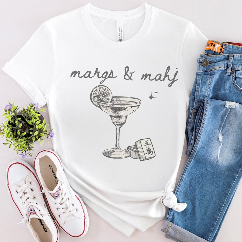 Mahjong T-shirt, Margs & Mahj Girls Night Tee, Retro Margarita Shirt ...