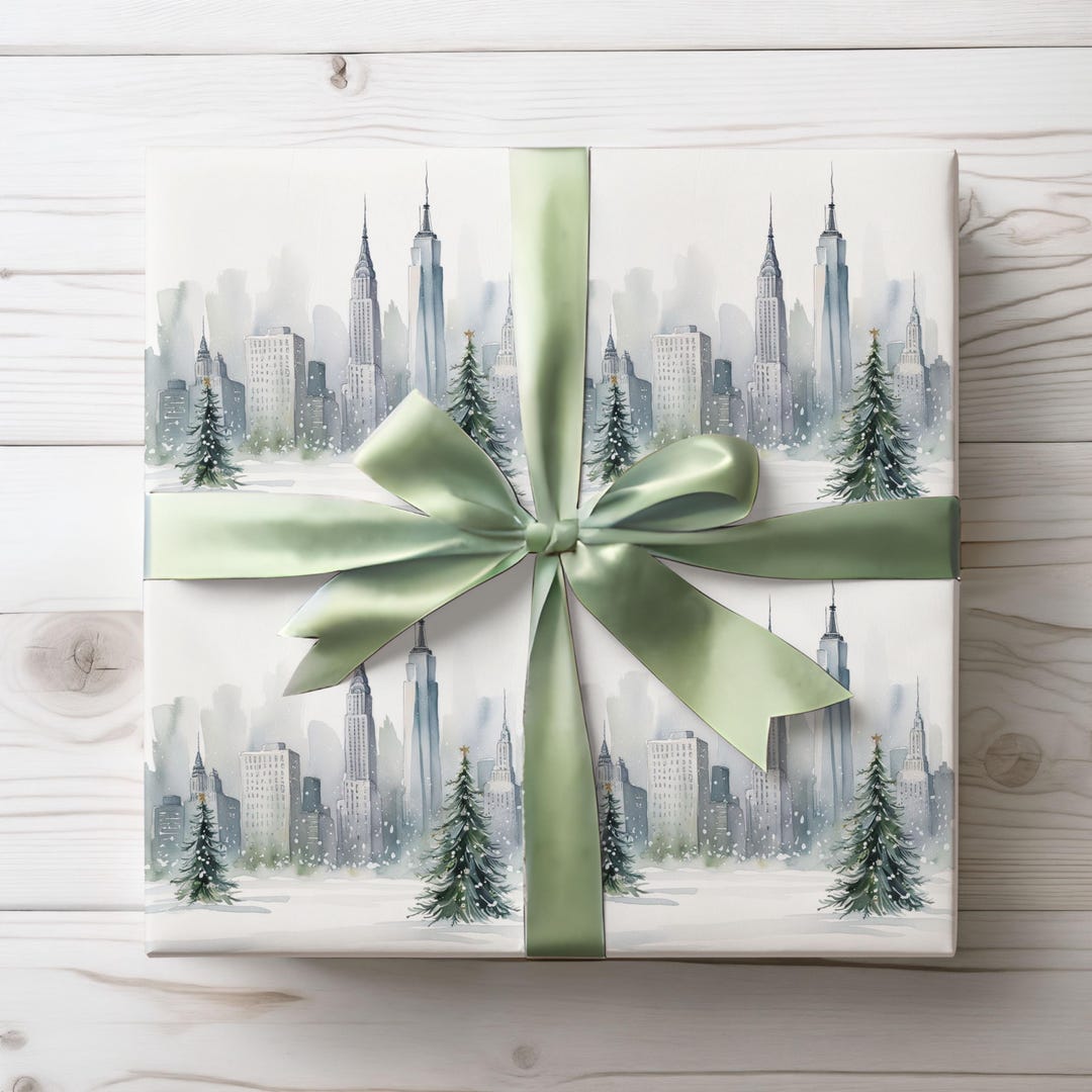 Christmas in New York Wrapping Paper, NYC Gift Wrap, Winter Wrapping ...