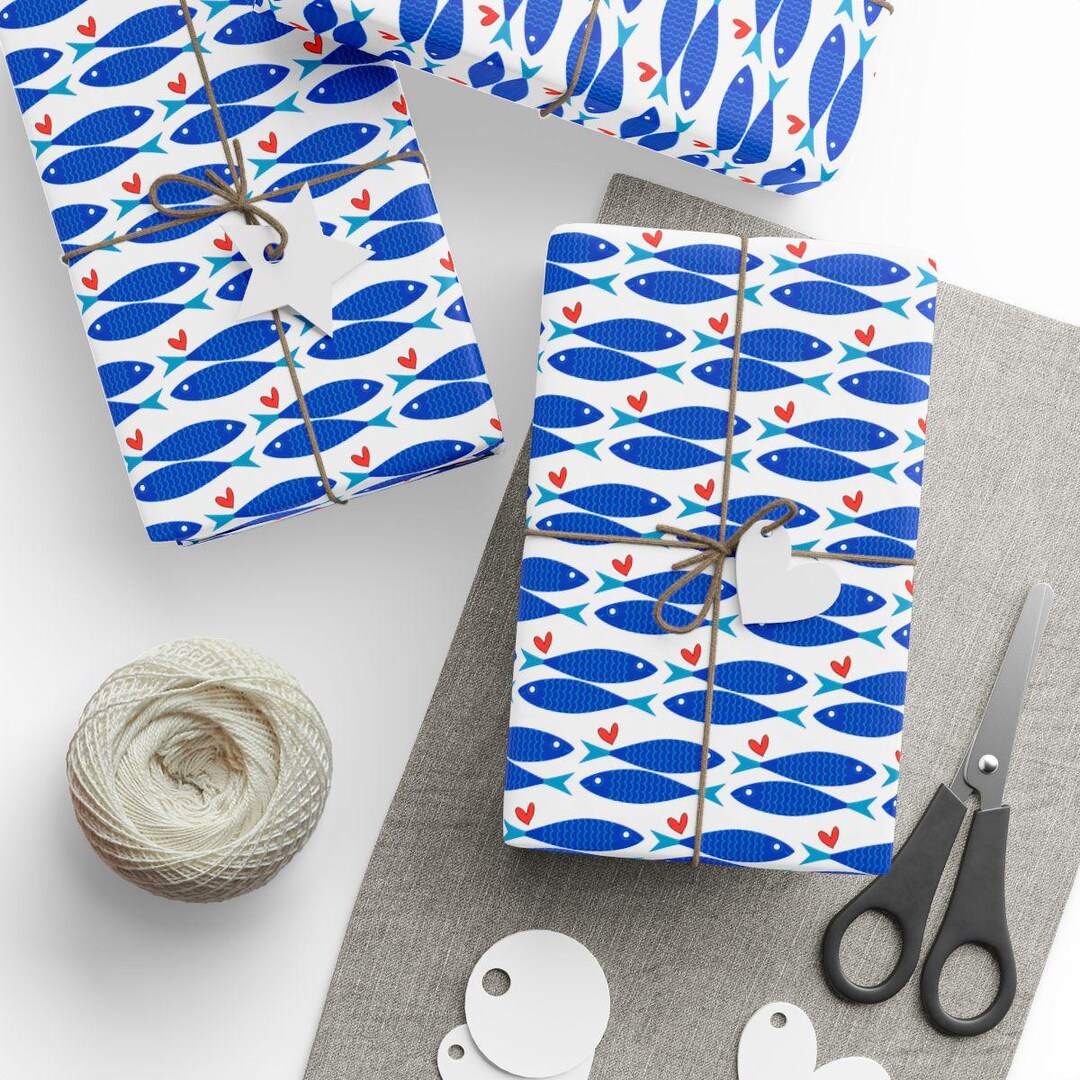 Sardine Gift Wrap, Ocean Fish Pattern, Foodie Wrapping Paper - Etsy