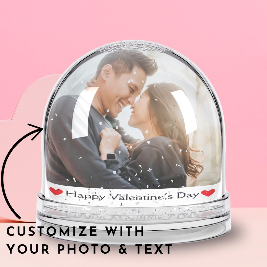 Custom Valentine's Day Snow Globe Gift for Boyfriend Valentine Glitter ...