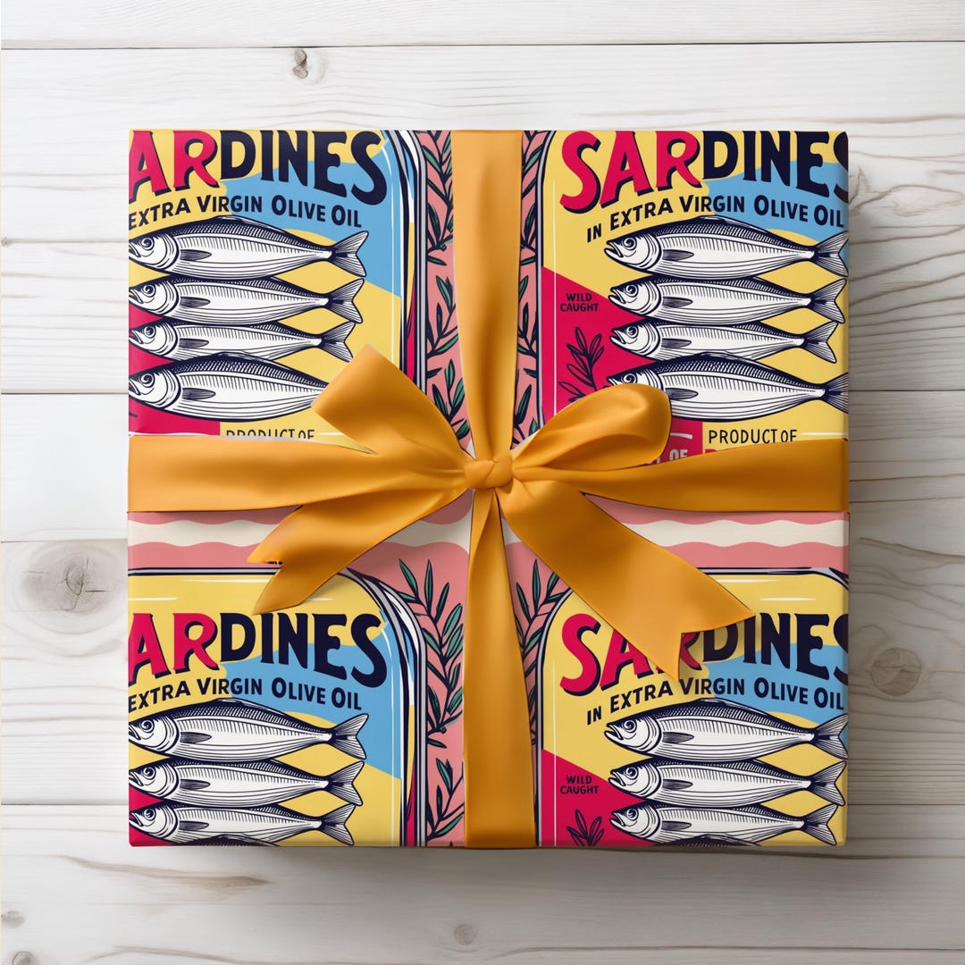 Funny Sardines Gift Wrap, Tinned Fish Themed Wrapping Paper Gift for ...