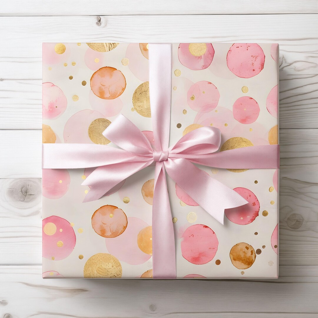 Pink Abstract Gift Wrapping Paper for Her, Birthday Gift Wrap for Girls ...