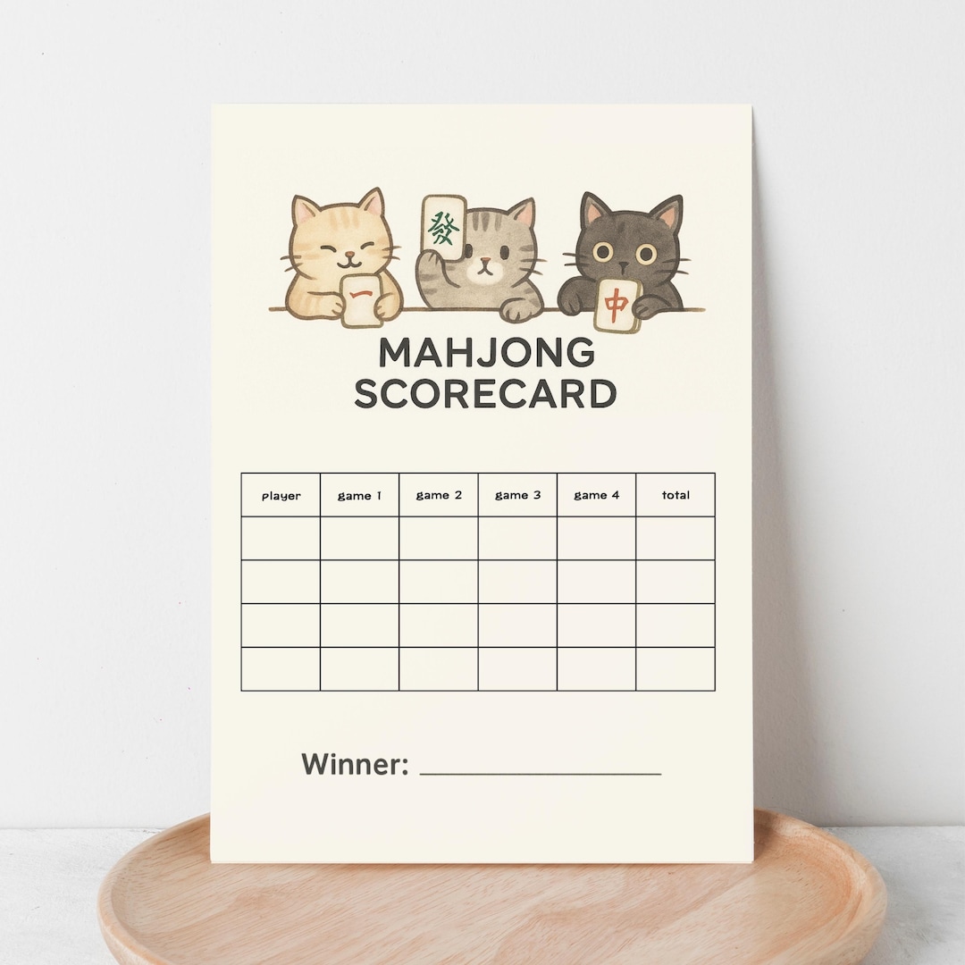 Printable Mahjong Score Sheet, Digital Download, Mah Jongg Scoring Card ...