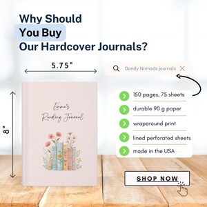 Personalized Reading Journal Bookish Gift for Her, Book Lover Gift ...
