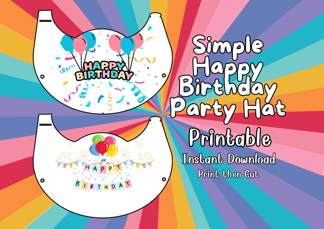 Printable Birthday Party Hat: Instant Download - Etsy