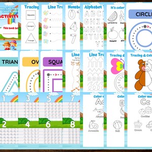 Shapes Line Numbers Letters Tracing Coloring Activity Book Printable ...