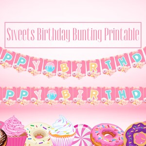 Sweets Birthday Bunting Printable: Candyland Party Banner (instant ...