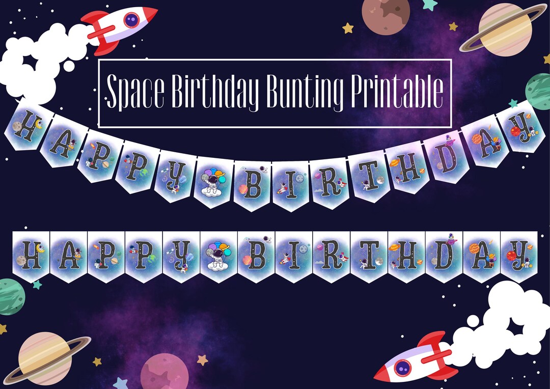 Space Birthday Bunting Printable: DIY Party Banner (A4) - Etsy