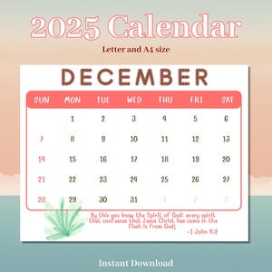 2025 Bible Verse Calendar Template, Colorful Planner, Desk Calendar ...