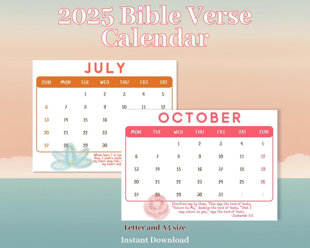2025 Bible Verse Calendar Template, Colorful Planner, Desk Calendar ...