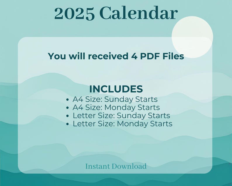 2025 Calendar Printable, Calendar Minimalist, Desk Calendar, Wall ...