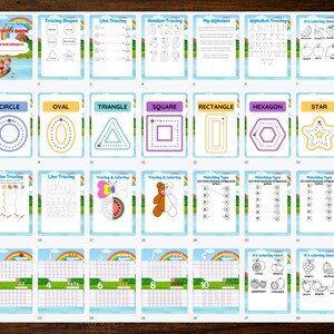 Shapes Line Numbers Letters Tracing Coloring Activity Book Printable ...