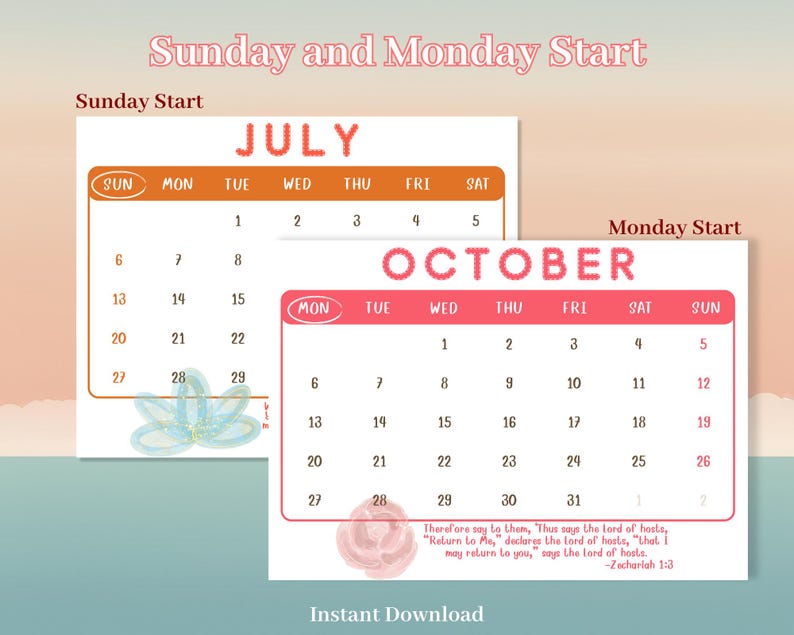 2025 Bible Verse Calendar Template, Colorful Planner, Desk Calendar ...