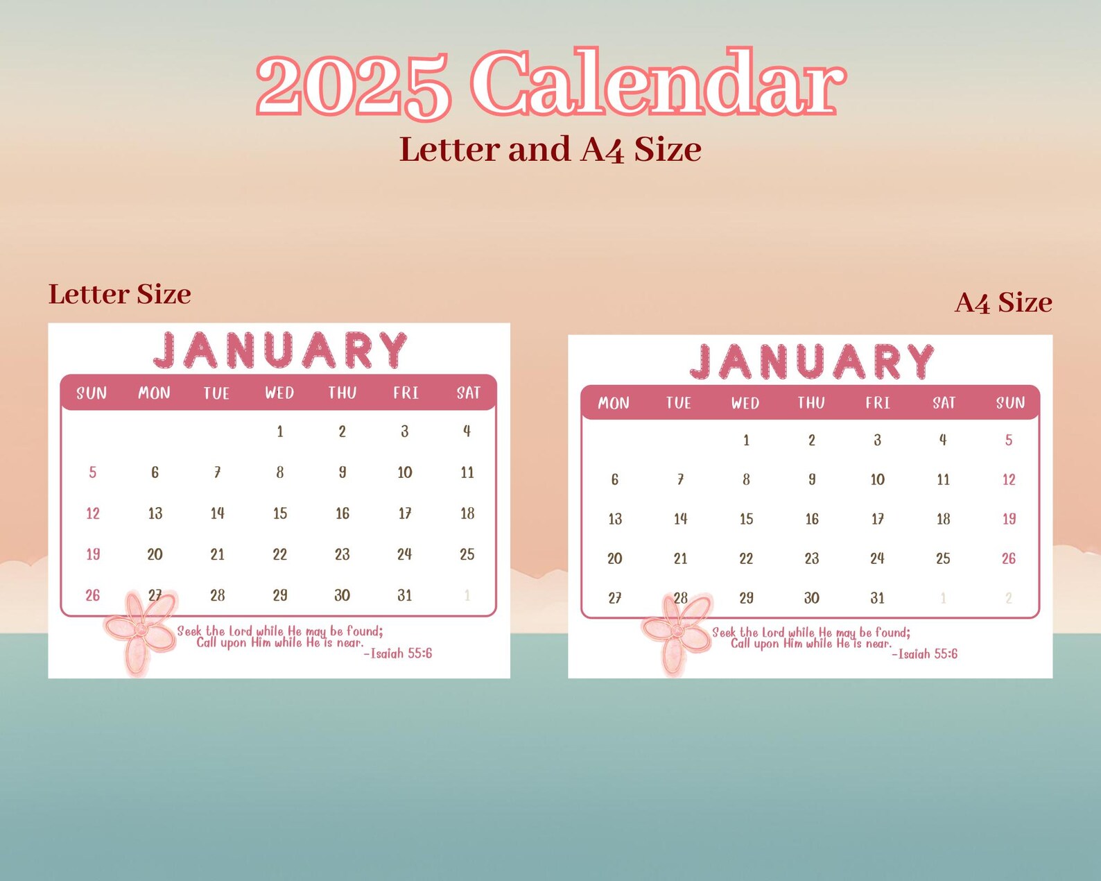 2025 Bible Verse Calendar Template, Colorful Planner, Desk Calendar ...